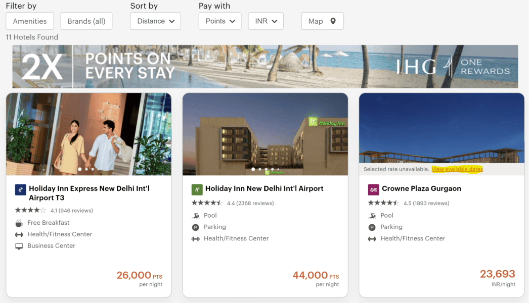 How to find the IHG lowest Points Redemption Rate? - Points Math