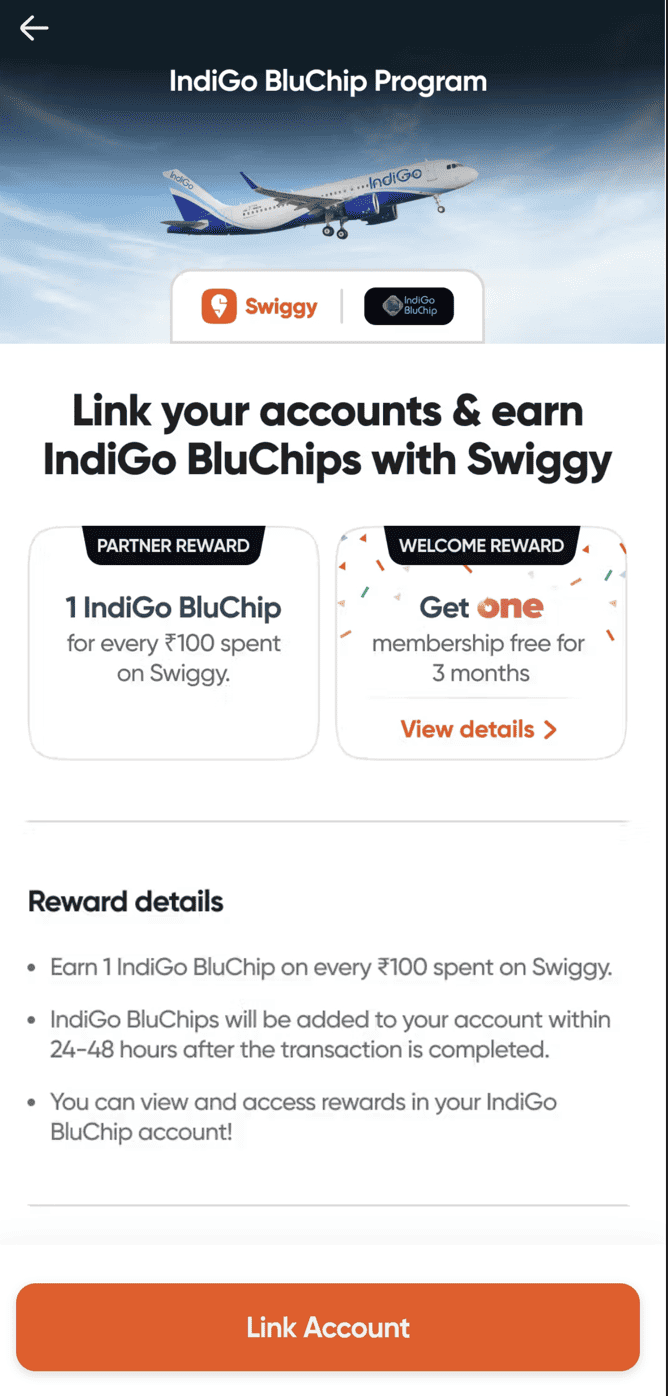 Meals to Miles: Earn Indigo Bluchip on Swiggy [1/₹250 Spent] - Points Math