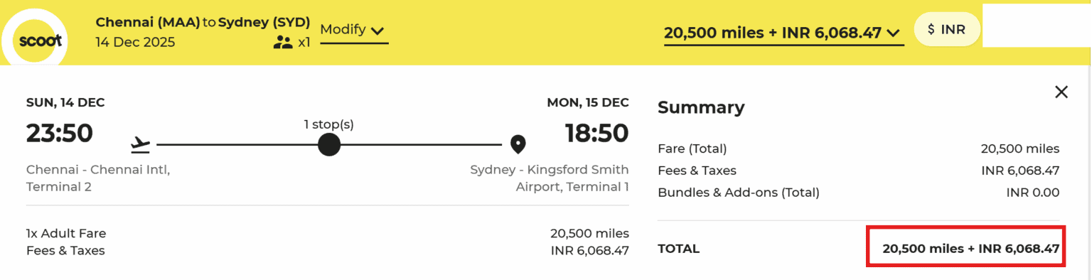 Scoot Award Chart: Redeem Flights From 1,500 KrisFlyer Miles - Points Math