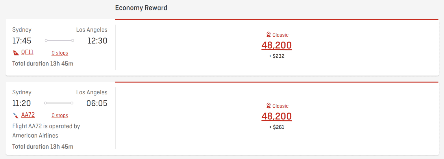 Qantas Frequent Flyer Award Charts Guide - Points Math